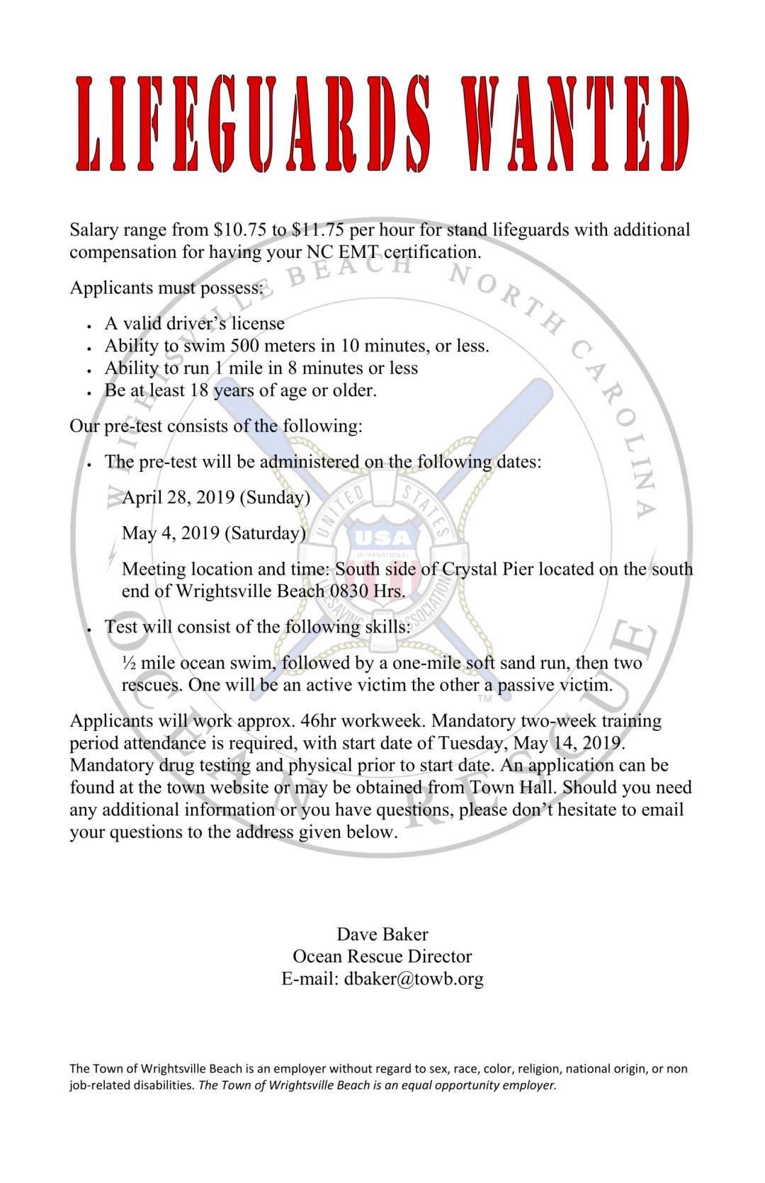 Wrightsville Beach Lifeguards Wanted - WBLiveSurf